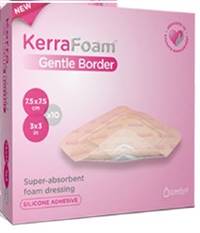 KerraFoam Gentle Border Silicone Foam Dressing 5 X 5 Inch Square Silic